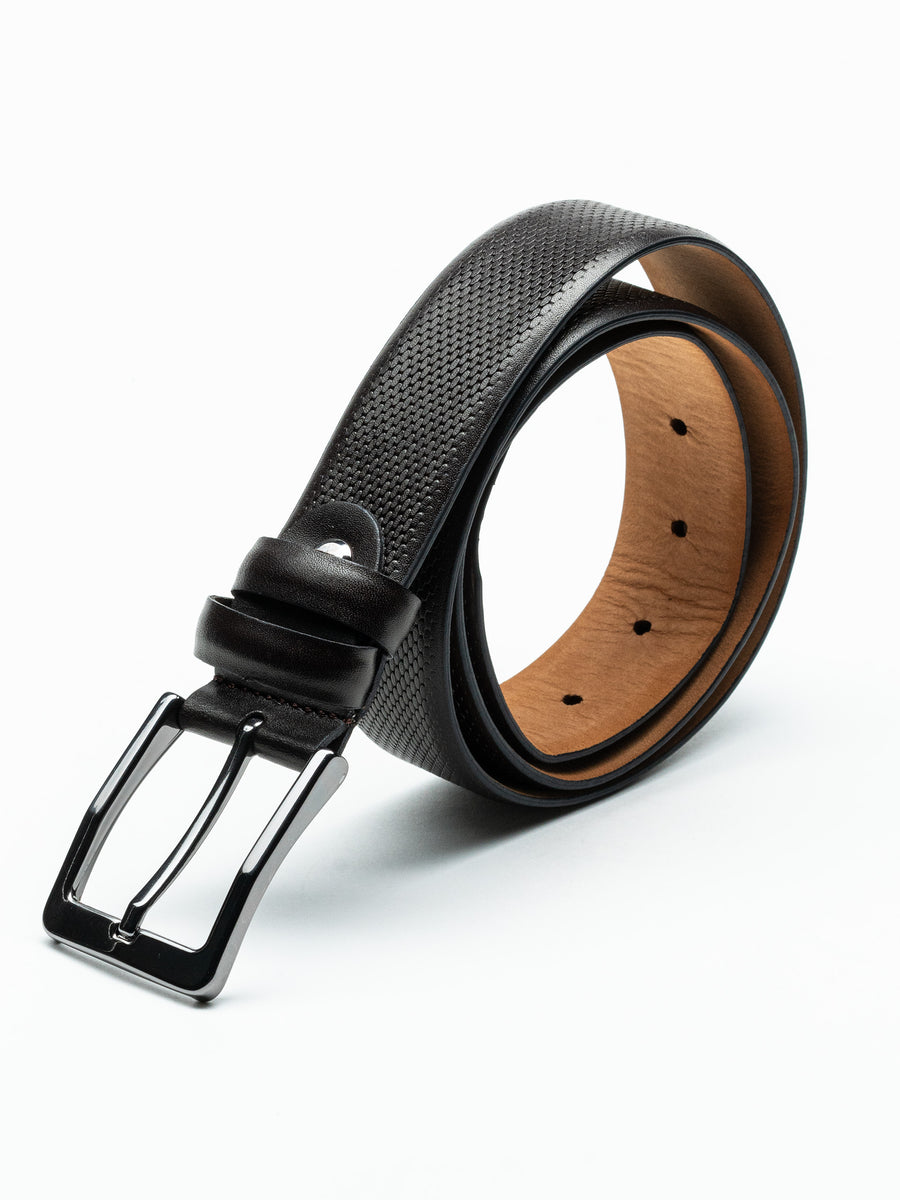 Curea Barbati Maro Cafeniu Imprimeu Oxford 100% Piele Naturala BMan111