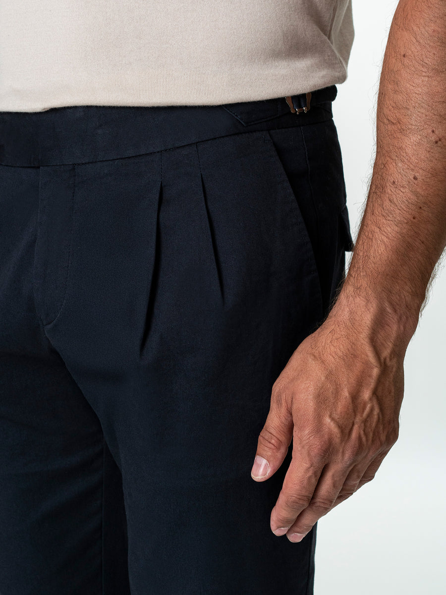 Pantaloni Bleumarin Inchis Gurkha Cu Pense Barbati Bumbac All Season B