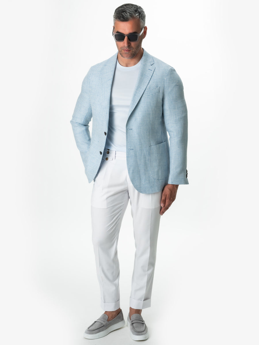Pantaloni Vara Cu Pense Barbati Albi Design Gurkha Din Stofa Sarto BMa