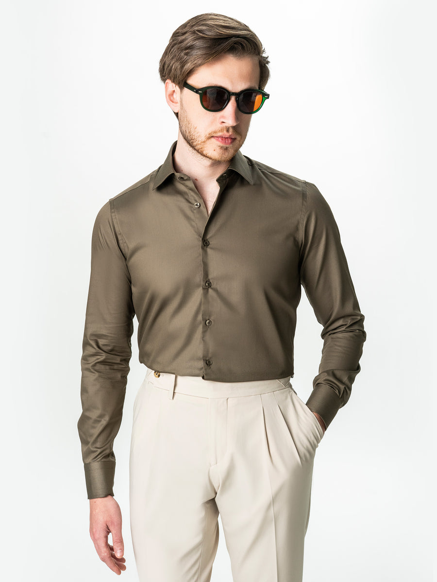 Camasa Barbati Eleganta Bej 100% Bumbac Usor De Calcat All Season BMan