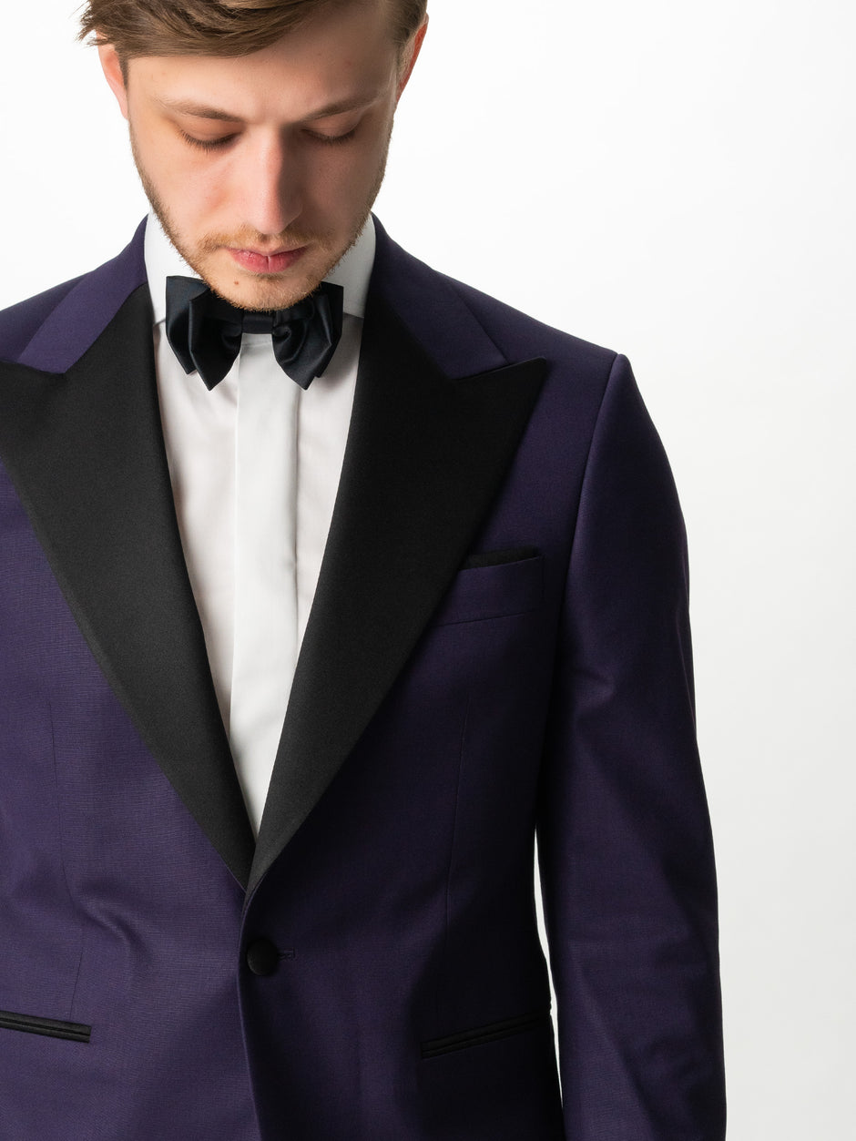 Costum Elegant Mire Mov Inchis Smoking Ceremonie Lana Sarto BMan0009