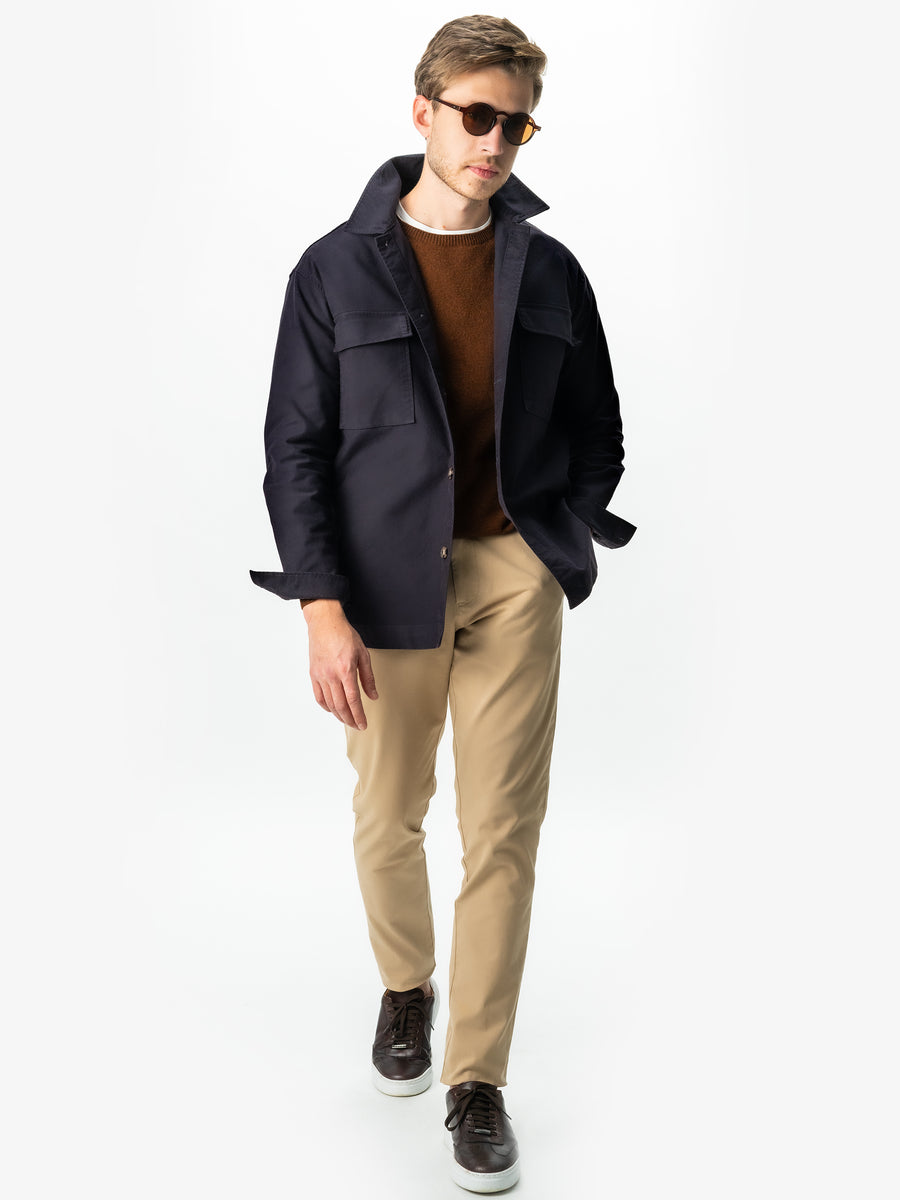 Jacheta Albastru Bleumarin Tip Overshirt Camasa Barbati Sezon Toamna