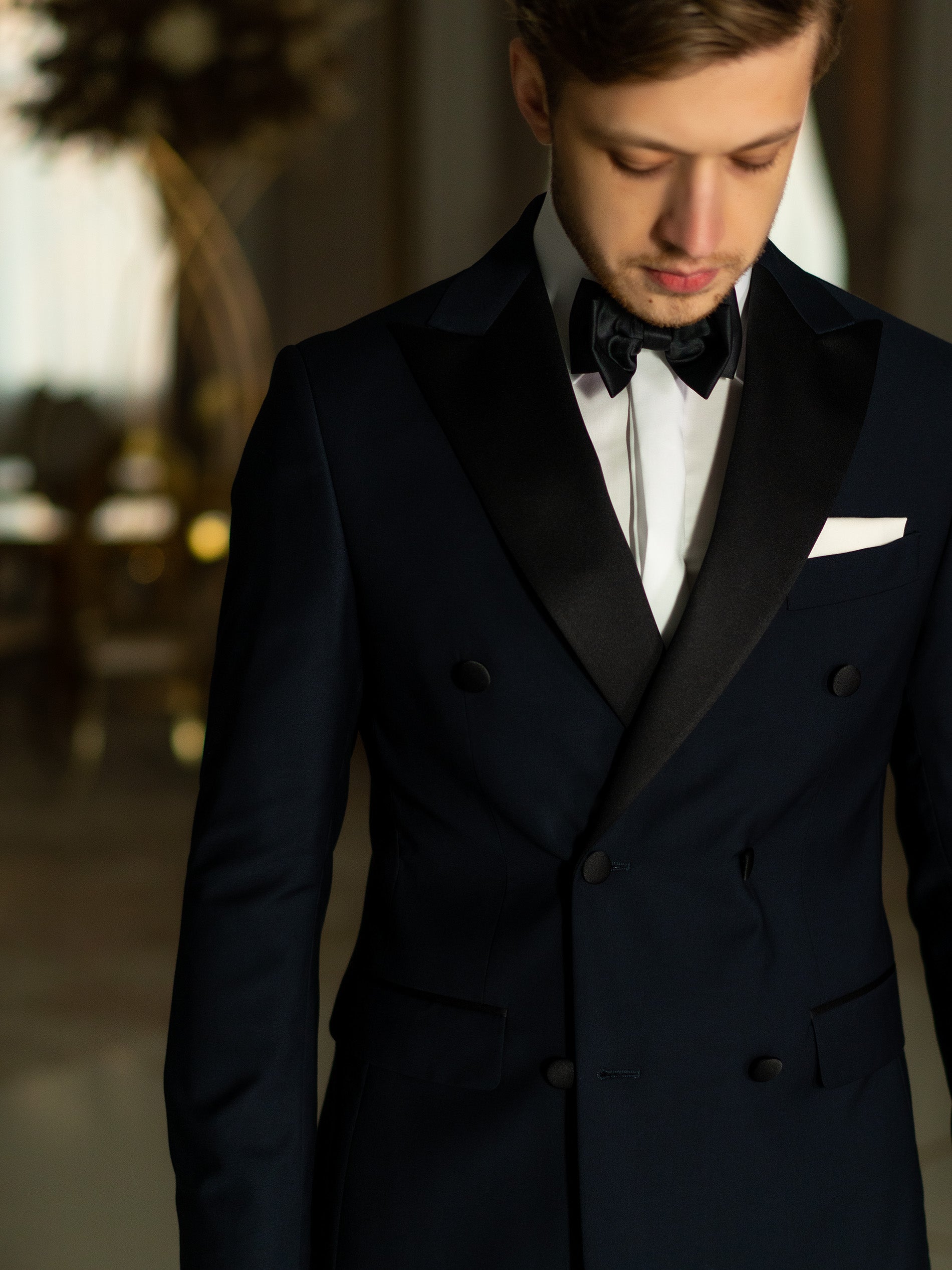 Tinuta Completa Mire Smoking Doua Randuri Barbati Bleumarin Formal Ess